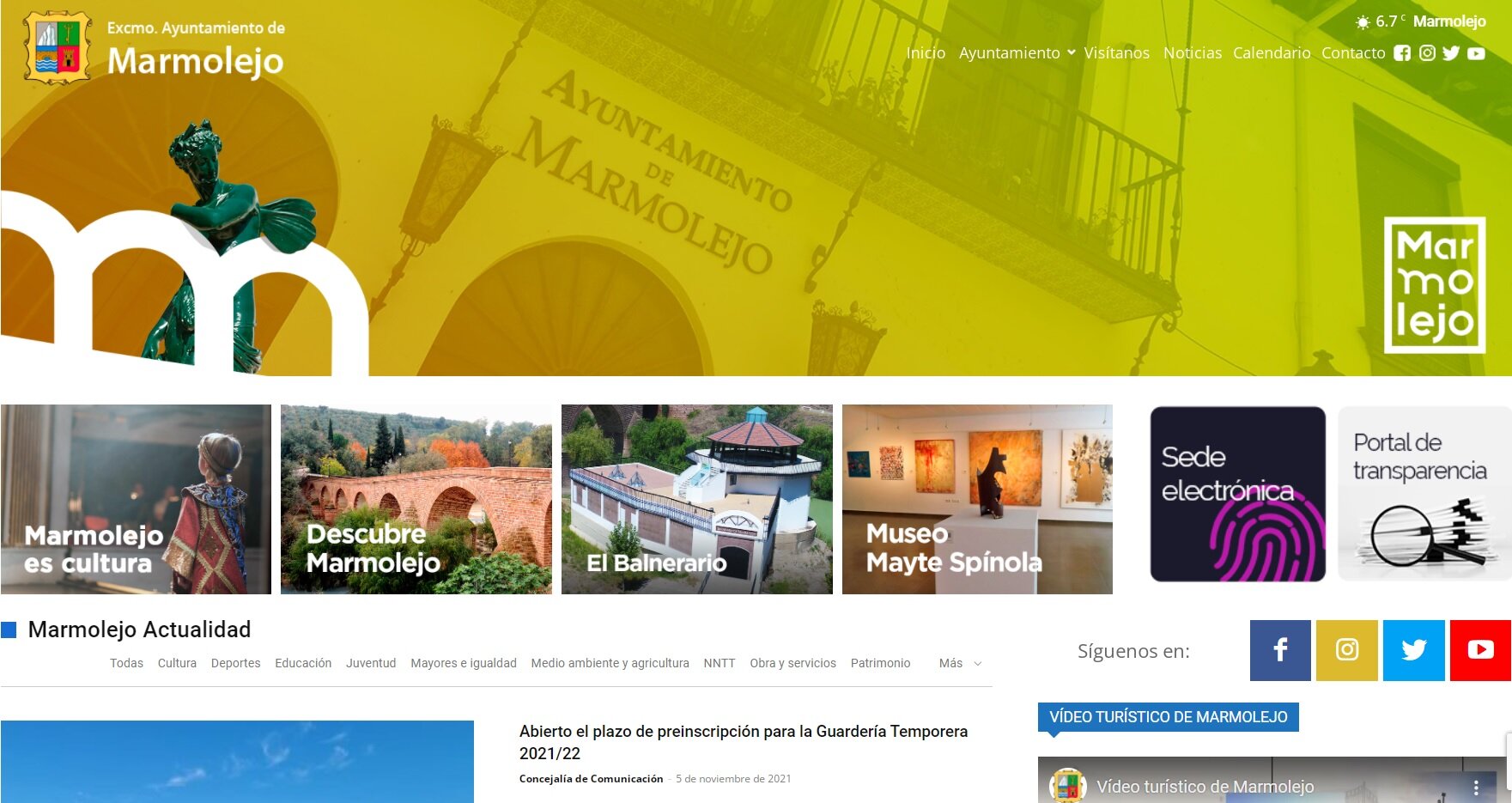 El Ayuntamiento de Marmolejo estrena web municipal